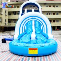 China Large 30 Ft Slip and Slide Inflatable Backyard Water Park Slide Double Track for sale