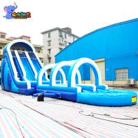 China Large 30 Ft Slip and Slide Inflatable Backyard Water Park Slide Double Track for sale