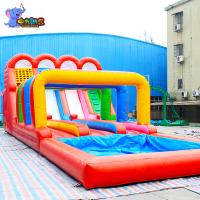 China Rainbow 40 Ft Inflatable Water Slide Paddling Pool for Kids Wet Dry Dual Lane Competition for sale