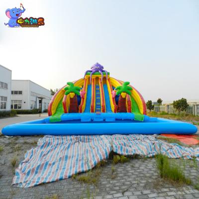 China OEM 50ft Inflatable Water Slide with Pool CE Certified Octopus Theme for sale