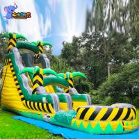 China Thickened PVC Inflatable Palm Tree Water Slide for Kids 30cm Cushion 0.8mm for sale
