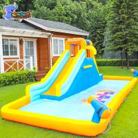China Custom Inflatable Water Slide for Kids 3-12 Years Double Slide with 30cm Pool for sale