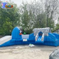 China Penguin Theme Inflatable Water Slide 0.55mm PVC Outdoor Kids Play Park for sale