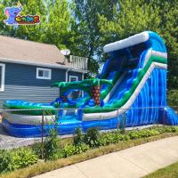 China Outdoor Inflatable Water Slide Double Slides for Kids 3-12 Years Tropical Theme for sale