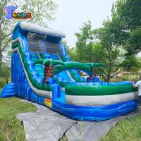 China Outdoor Inflatable Water Slide Double Slides for Kids 3-12 Years Tropical Theme for sale