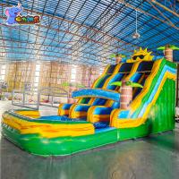 China Outdoor Inflatable Water Slide Double Lane Racing with Pool for Kids 3-12 Years 0.55mm PVC for sale