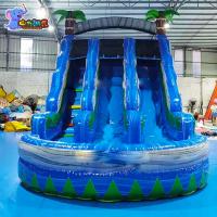 China Outdoor Inflatable Water Slide Double Lane Racing with Pool for Kids 3-12 Years 0.55mm PVC for sale