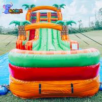 China Outdoor Inflatable Water Slide Double Lane Racing with Pool for Kids 3-12 Years 0.55mm PVC for sale