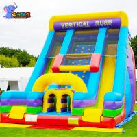 China Giant Outdoor Inflatable Water Slide with Pool Vertical Climbing 40cm Cushion for Kids 5-15 for sale