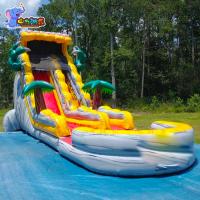 China Home Use Inflatable Water Slide Blue Tropical Storm with Pool 0.55mm PVC CE for sale