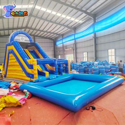 China Double Track Inflatable Water Slide with Pool for Kids 3-12 CE Certified Indoor Play for sale