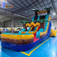 China Outdoor Inflatable Water Slide 5m Purple Castle Bounce with Buffer Pool for Kids 3-12 for sale