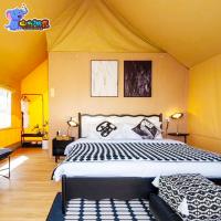 China Large Luxury Safari Glamping Resort Tent Waterproof Tarpaulin 4 Person for sale