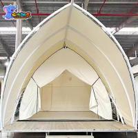 China Outdoor Panoramic Safari Glamping Hotel Tent Waterproof Canvas 4-Poster Bed for sale