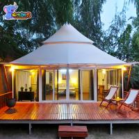China Custom Waterproof Glamping Resort Tent Hotel with Panoramic Glass Windows 270 View for sale