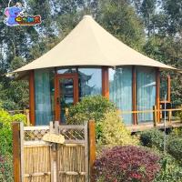 China Custom Waterproof Glamping Resort Tent Hotel with Panoramic Glass Windows 270 View for sale