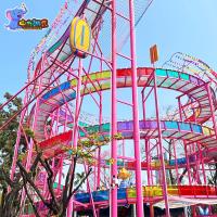 China Custom Outdoor Glass Water Slide 250m Dual Track 4-10m/s Speed Amusement Park Equipment for sale