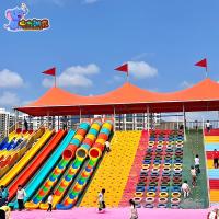 China Outdoor Rainbow Slide Amusement Park Equipment 6-8m Height 3-6 Lanes Customizable for sale