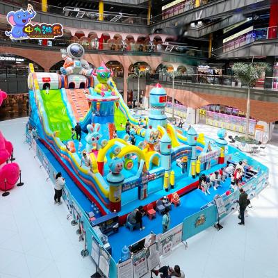 China Custom Inflatable Bouncy Castle Space Theme 3-12 Years Kids Play Center with Slide Climbing Area for sale