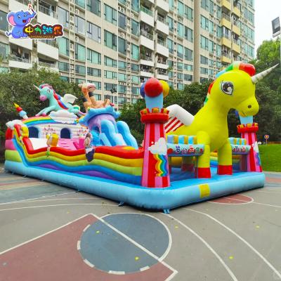 China Custom Unicorn Inflatable Bouncy Castle for Kids 3-12 with Slide Climb and Trampoline for sale