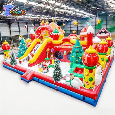 China Christmas Inflatable Bouncy Castle with Slide 8m x 6m x 4m for Kids Party for sale