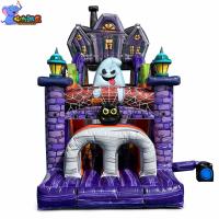 China Custom Halloween Commercial Inflatable Obstacle Course With Slide Pumpkin Haunted House Theme for Event Rental and Amusement Projects for sale