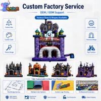 China Custom Halloween Commercial Inflatable Obstacle Course With Slide Pumpkin Haunted House Theme for Event Rental and Amusement Projects for sale