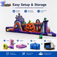 China Custom Halloween Commercial Inflatable Obstacle Course With Slide Pumpkin Haunted House Theme for Event Rental and Amusement Projects for sale