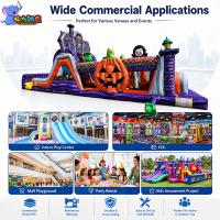 China Custom Halloween Commercial Inflatable Obstacle Course With Slide Pumpkin Haunted House Theme for Event Rental and Amusement Projects for sale
