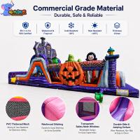 China Custom Halloween Commercial Inflatable Obstacle Course With Slide Pumpkin Haunted House Theme for Event Rental and Amusement Projects for sale