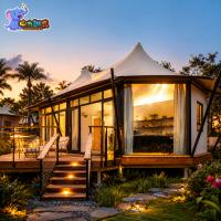 China OEM Permanent Tarpaulin Safari Tent Glamping Resort Hotel Room 4m x 6m for sale