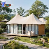 China OEM Permanent Tarpaulin Safari Tent Glamping Resort Hotel Room 4m x 6m for sale