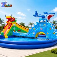 China Inflatable Water Slide Dragon Shark Outdoor Bouncy Pool 30cm Depth 0.45mm PVC for sale