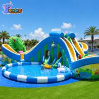 China Frog Inflatable Water Slide Double Lane Outdoor Water Park for Kids Commercial Use for sale