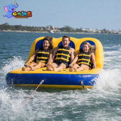 China Commercial Multi-Rider Inflatable Towable Tube with Individual Backrests, Reinforced Tow Points for Resort, Lake, Marina and Boat Rental for sale