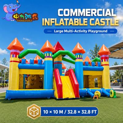 China Commercial Inflatable Castle Slide 10×10M Multi-Activity Bounce House Playground for Rental Parks & Events for sale