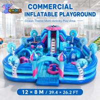 China Ocean Theme Inflatable Castle Slide 12×8M Commercial Multi-Activity Playground for Indoor Play Centers for sale