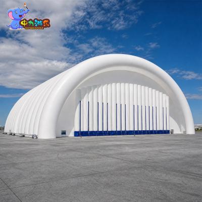 China Giant Inflatable Aircraft Hangar Sealed Air Rib Portable Hangar Tent for Airplane Storage Maintenance and Aviation Projects for sale