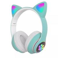 China Black Bluetooth Cat Headphones , Foldable Wireless Bluetooth Headphones for sale