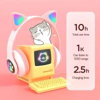 China Black Bluetooth Cat Headphones , Foldable Wireless Bluetooth Headphones for sale
