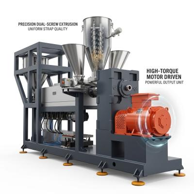 China 80mm Screw PET Strap Extrusion Line 200kg/H 380V Plastic Strap Making Machine for sale