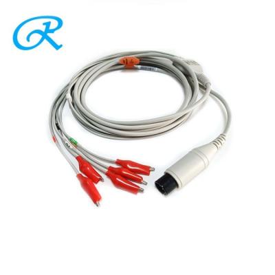 China round AAMI 6 Pin 5 Lead ECG Cable TPU Material For Pet Or Animal for sale