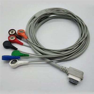China Compatible GE Dynamic Holter ECG Cable 7 Leads One Piece Snap 16 Pin Medical Material for sale