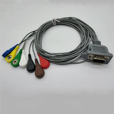 China DMS Compatible Holter ECG Cable 7 Leads 15 Pin With Leadwires Snap Durable for sale