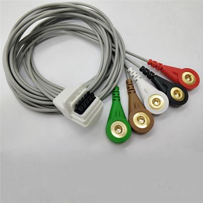 China Compatible 10 Pin Holter ECG Cable Snap Trunk 5mm Lead 2mm Mortara H3 for sale