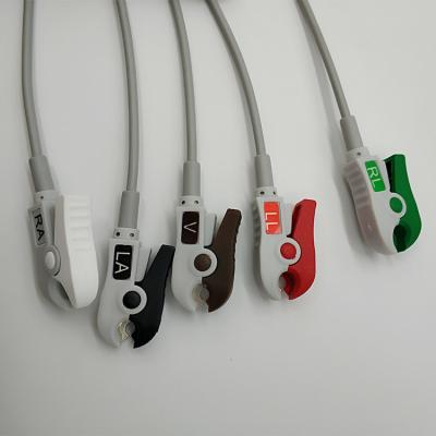 China Mindray Reusable 3.5M ECG Cables And Leadwires 5T One Piece With Pinch for sale