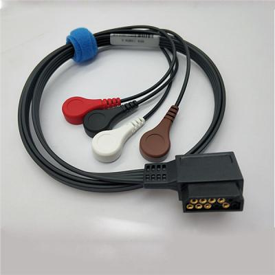 China Compatible HP Digitrak XT Holter recorder ECG Cable 1metre Snap type AHA standard for Patient Monitor for sale