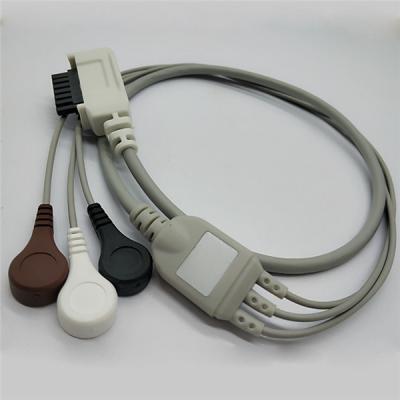 China 3 Lead Patient Holter ECG Cable With Snap Northeast Monitoring DR200 / 300 for sale