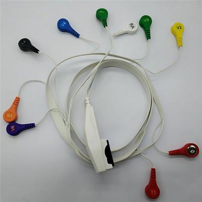 China White 10 Lead Holter ECG Cable High Performance Customized Length 61.5g Weight for sale