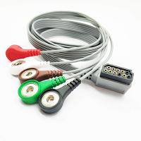 China HP 4 Leads Anti Electricity holter Cable , High Strength Continuous Ecg Monitoring Holter cable grey for sale